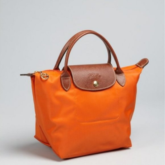 Longchamp | Bags | Longchamp Orange Le Pliage Small Nylon Handbag ...